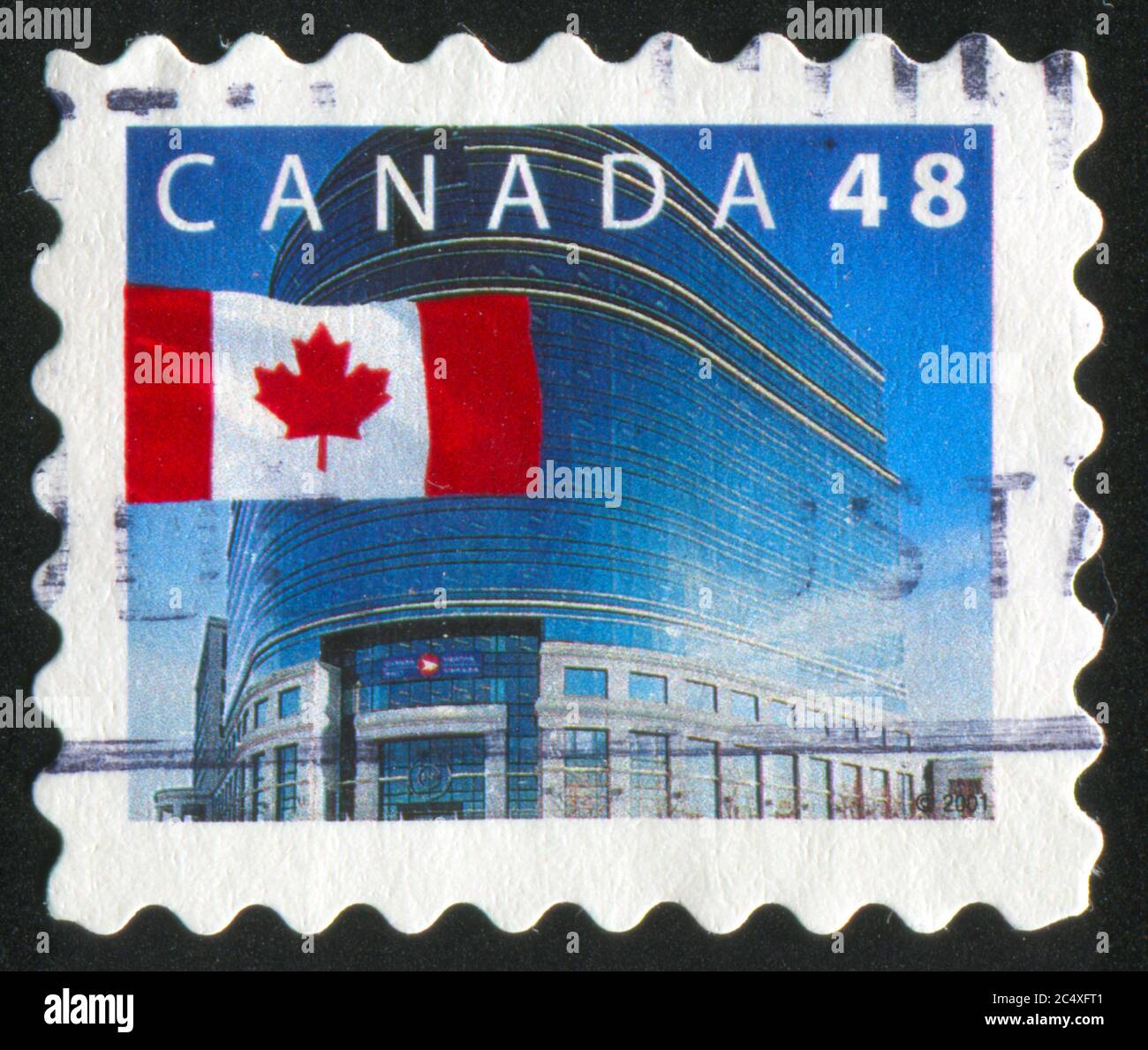 CANADA - CIRCA 1987: stamp printed by Canada, shows Canadian flag ...