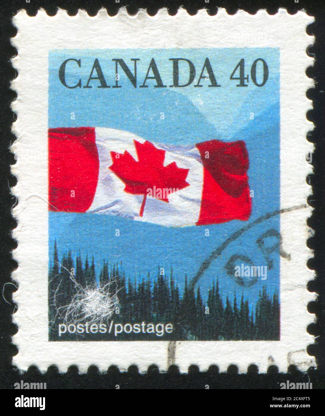 CANADA - CIRCA 1987: stamp printed by Canada, shows Canadian flag ...