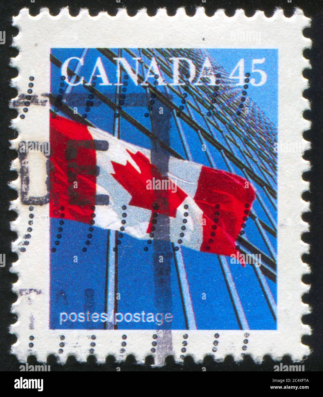 CANADA - CIRCA 1987: stamp printed by Canada, shows Canadian flag ...