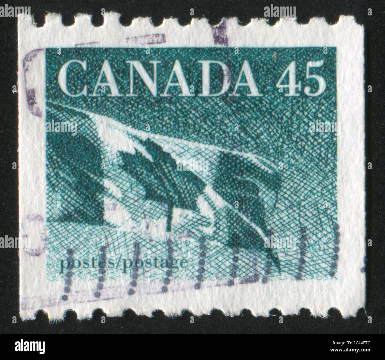 CANADA - CIRCA 1990: stamp printed by Canada, shows Canadian flag ...