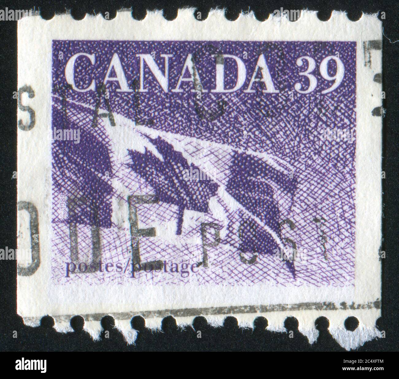 CANADA - CIRCA 1990: stamp printed by Canada, shows Canadian flag ...
