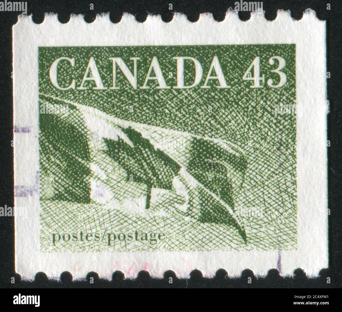 CANADA - CIRCA 1990: stamp printed by Canada, shows Canadian flag ...