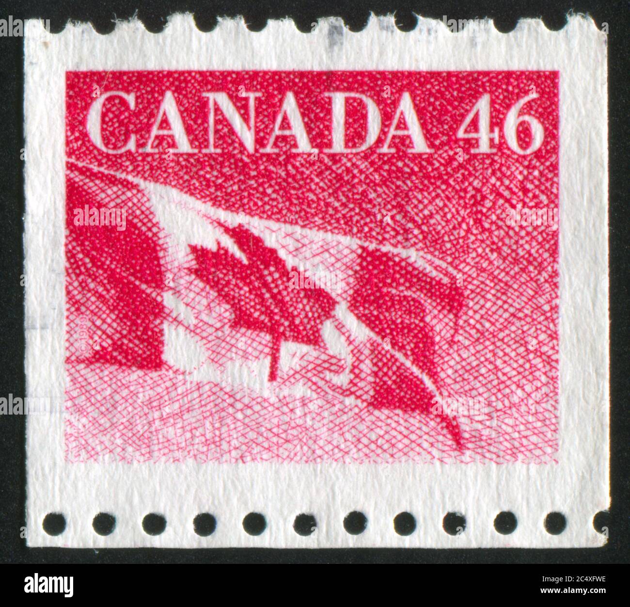 CANADA - CIRCA 1990: stamp printed by Canada, shows Canadian flag ...