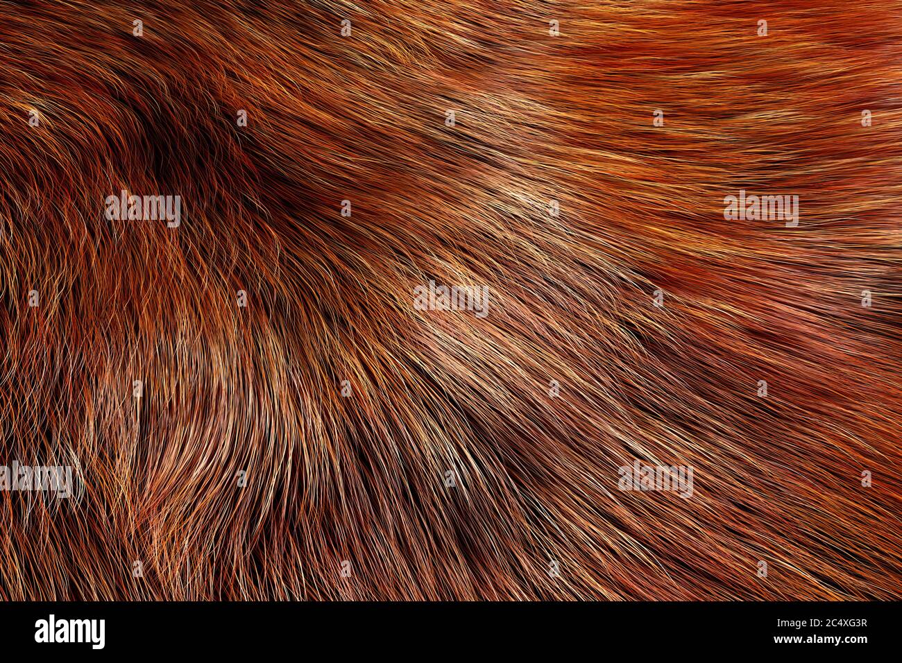 Animal Fur Texture of Wolf or Fox extreme closeup. 3d Rendering Stock ...