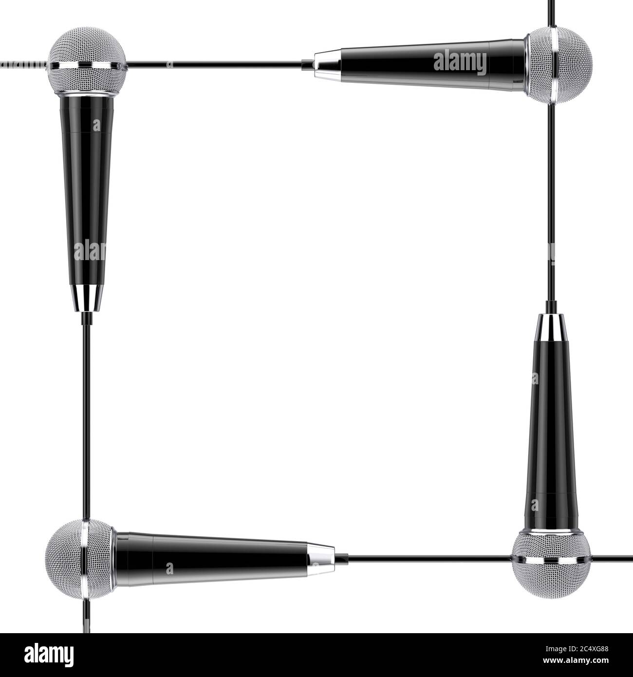 Microphones as Frame with Blank Space for Your Design on a white ...
