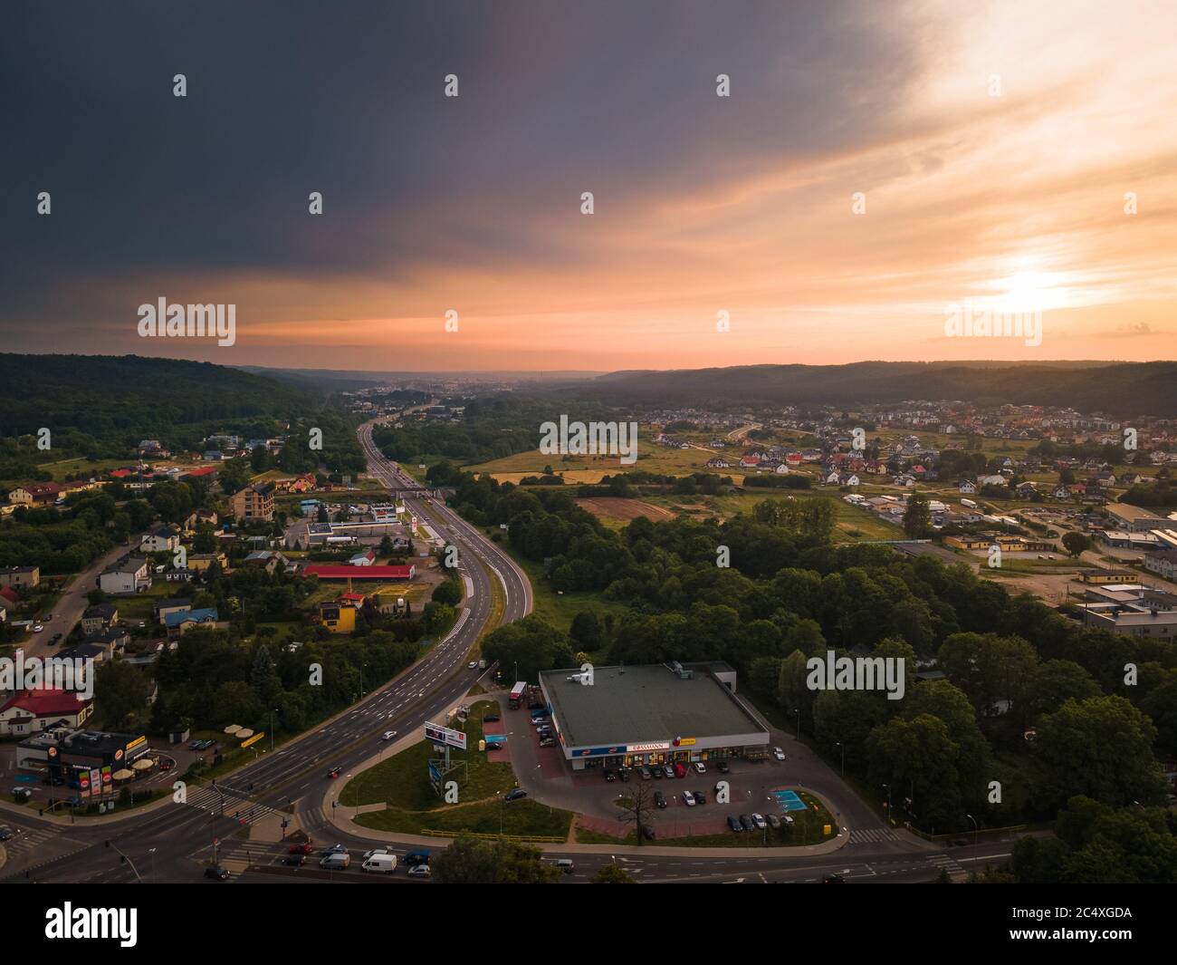 Dusk over the road in the city of Reda Stock Photo - Alamy