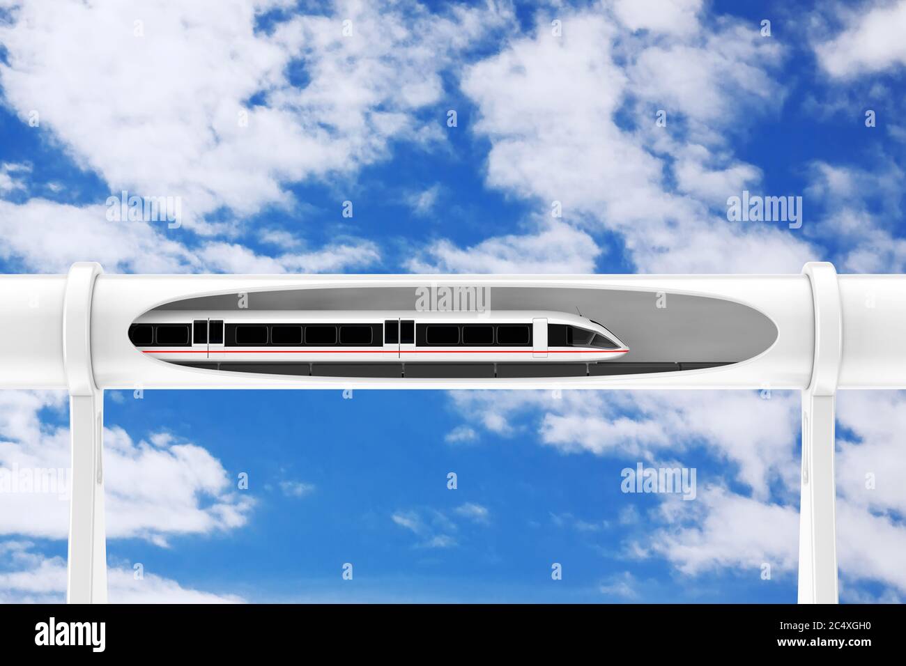Super High Speed Futuristic Magnetic Levitation Train Moving in a ...