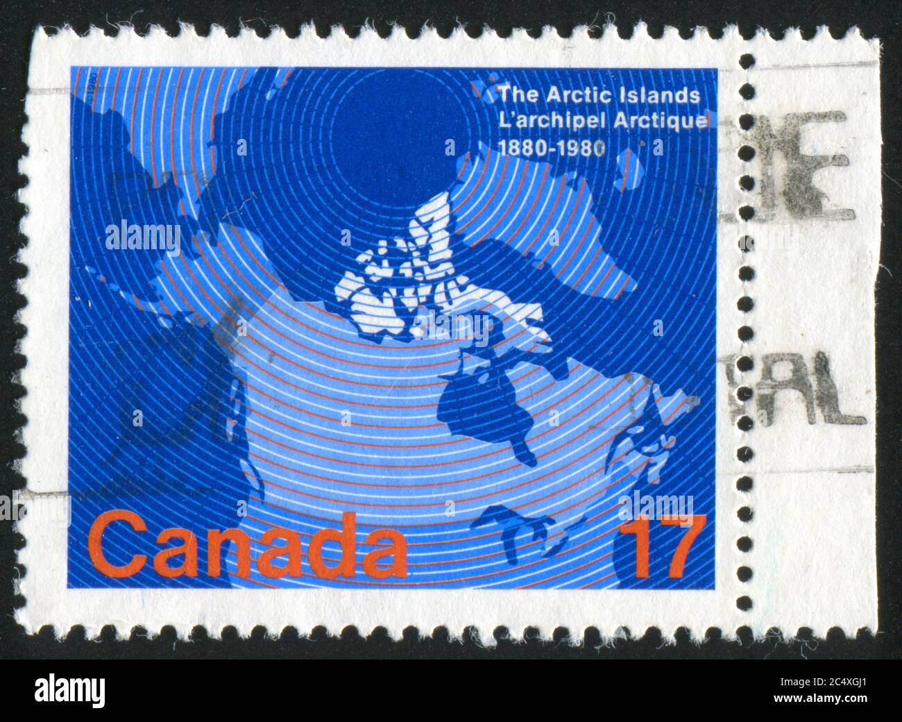 CANADA - CIRCA 1980: stamp printed by Canada, shows Map of Canada ...