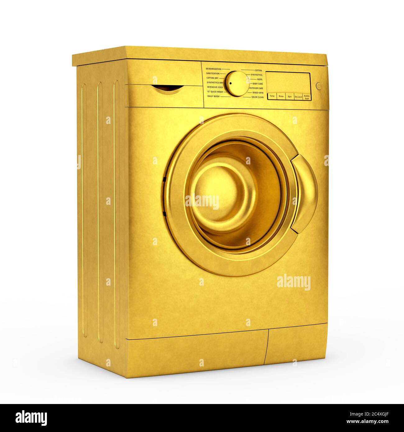 Modern Golden Washing Machine on a white background. 3d Rendering Stock ...