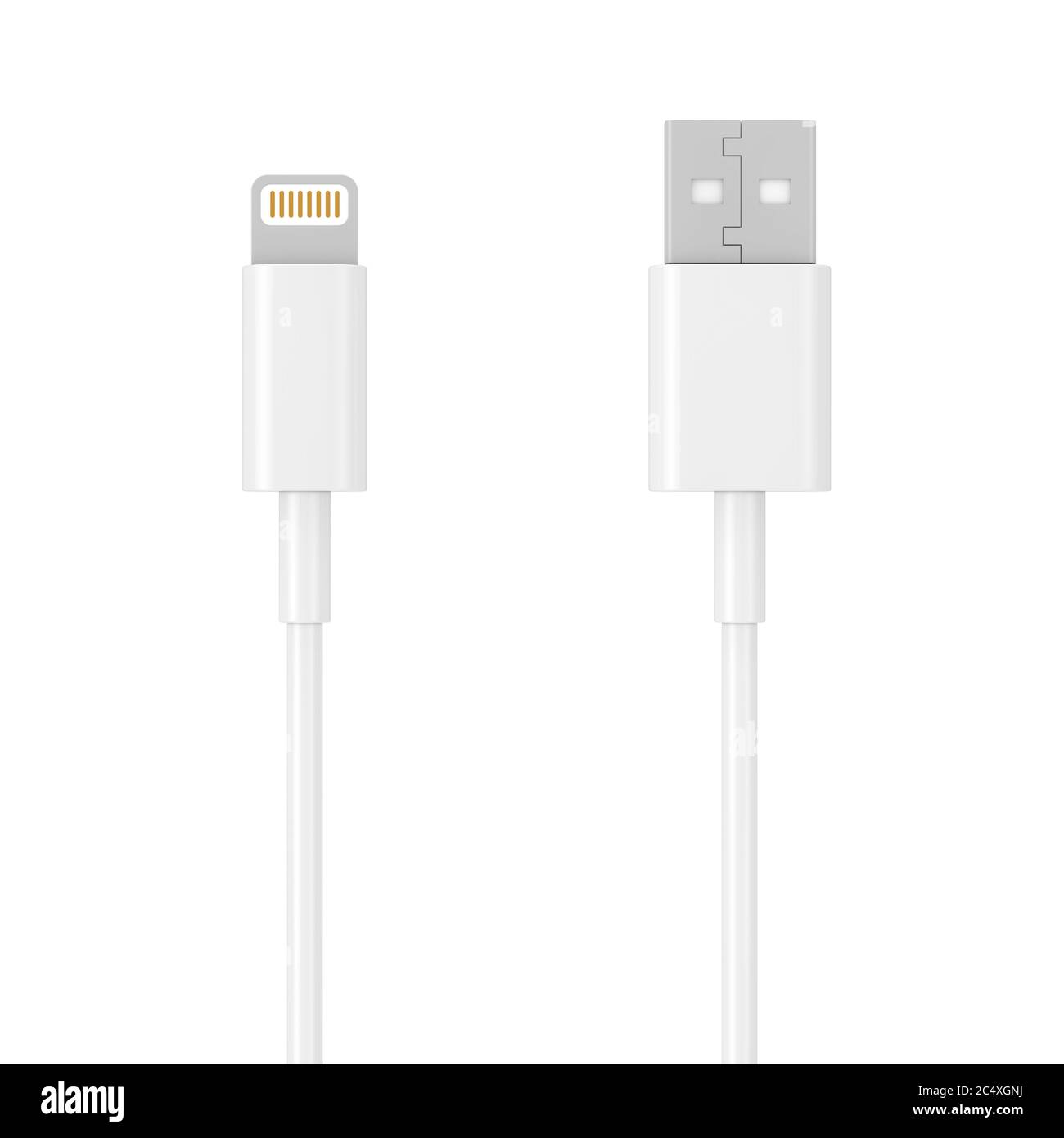 White 8 Pin Charger Cable for Smartphone on a white background. 3d ...