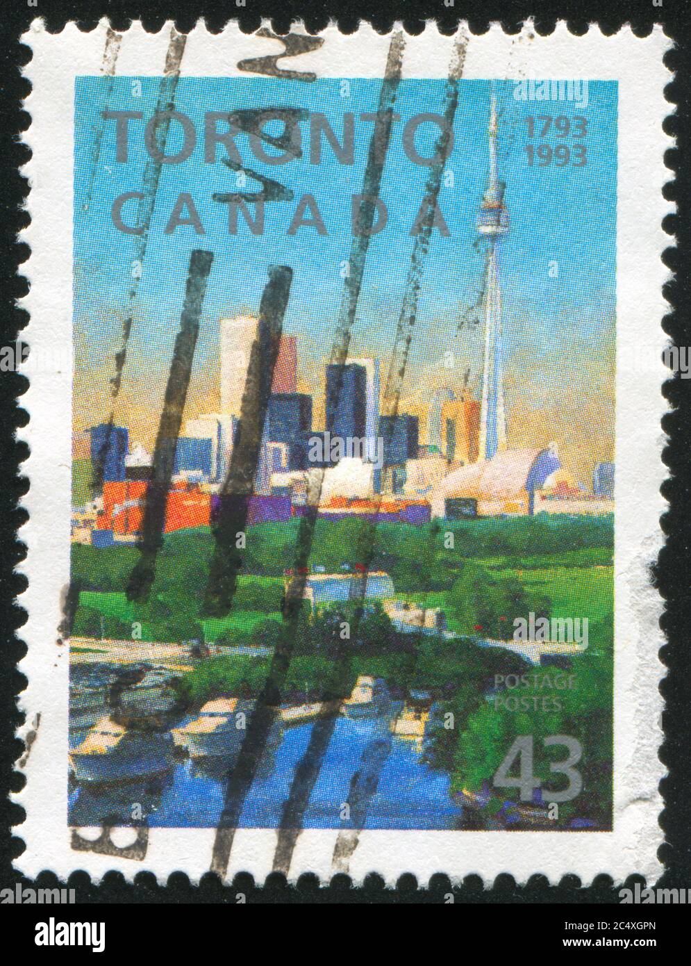 CANADA - CIRCA 1993: stamp printed by Canada, shows City of Toronto ...