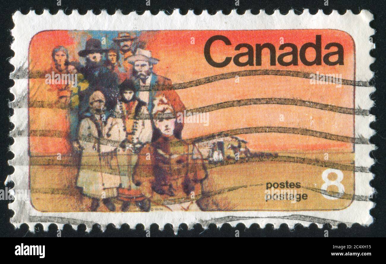 CANADA - CIRCA 1974: stamp printed by Canada, shows Mennonite Settlers ...