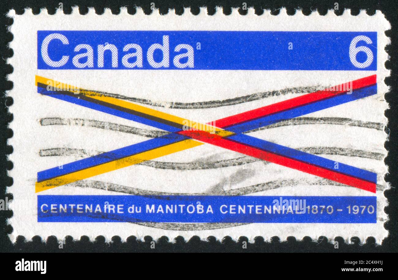 CANADA - CIRCA 1970: stamp printed by Canada, shows Manitoba Crossroads ...