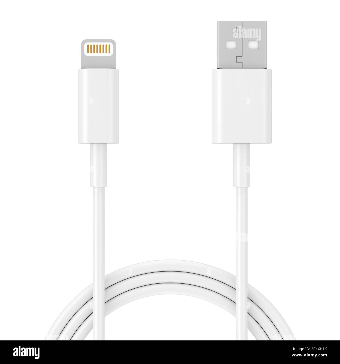 White 8 Pin Charger Cable for Smartphone on a white background. 3d ...