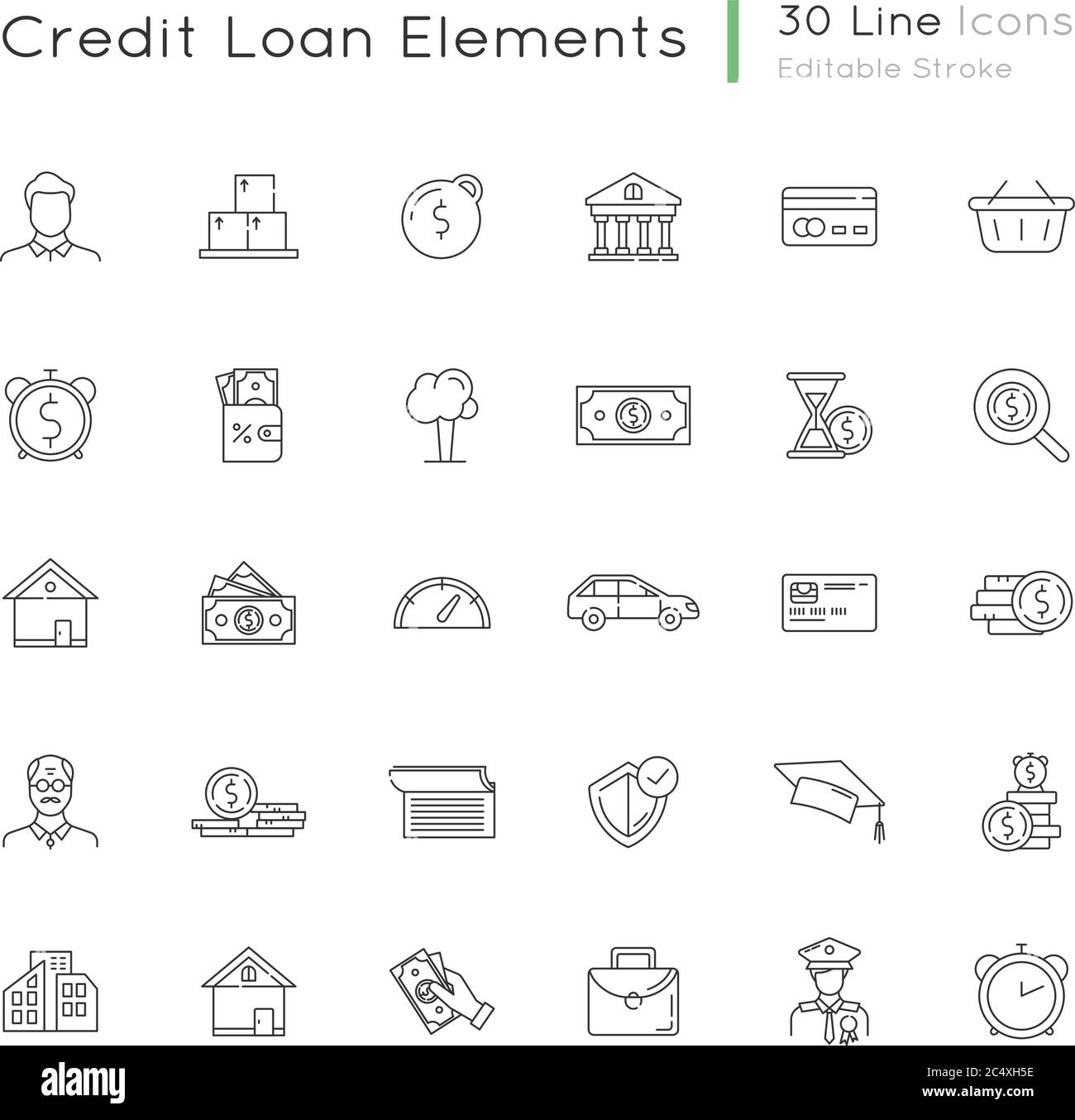 Financial aid linear icons set Stock Vector Image & Art - Alamy