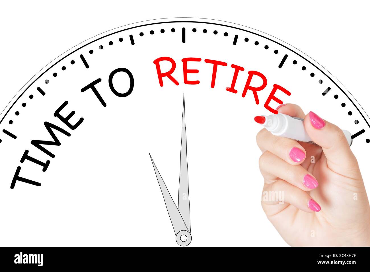 Woman Hand Writing Time to Retire Message with Red Marker on ...