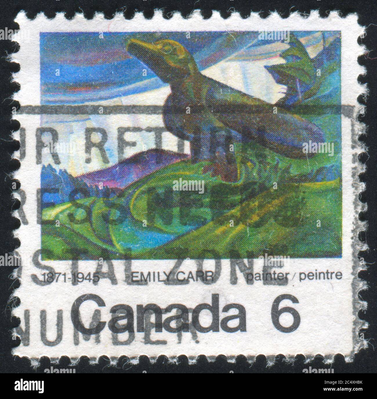 CANADA - CIRCA 1971: stamp printed by Canada, shows Big Raven, by Emily ...