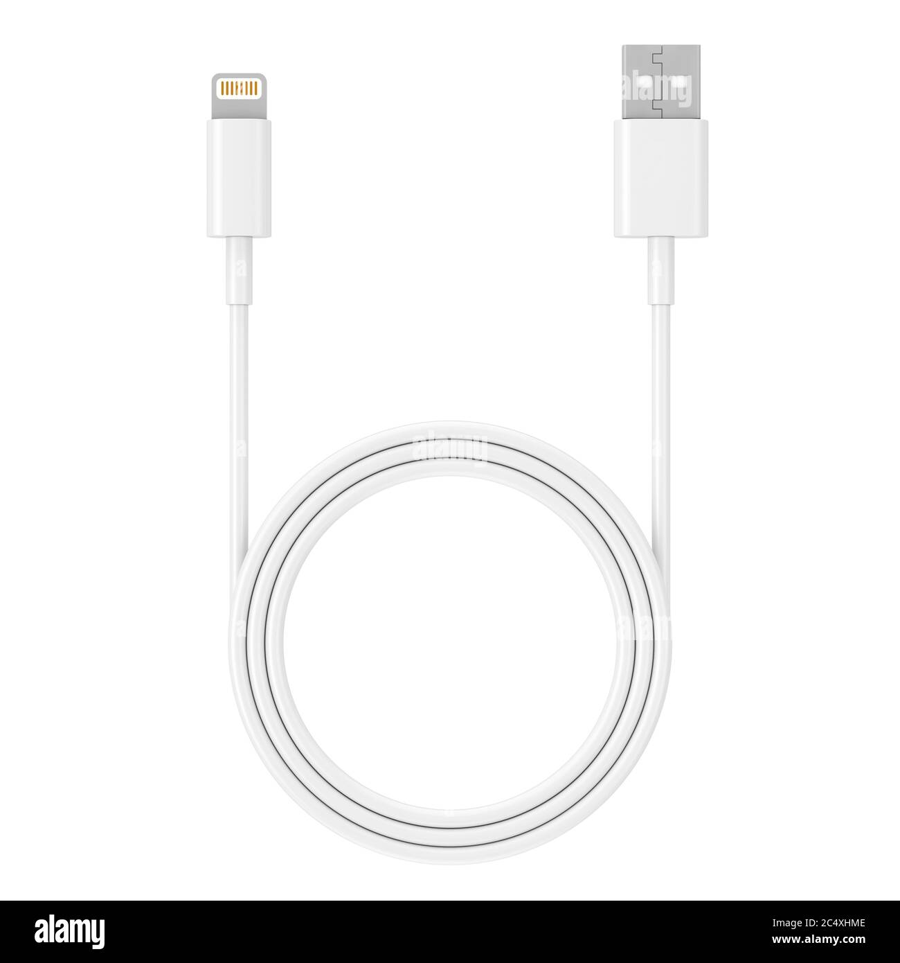 White 8 Pin Charger Cable for Smartphone on a white background. 3d ...