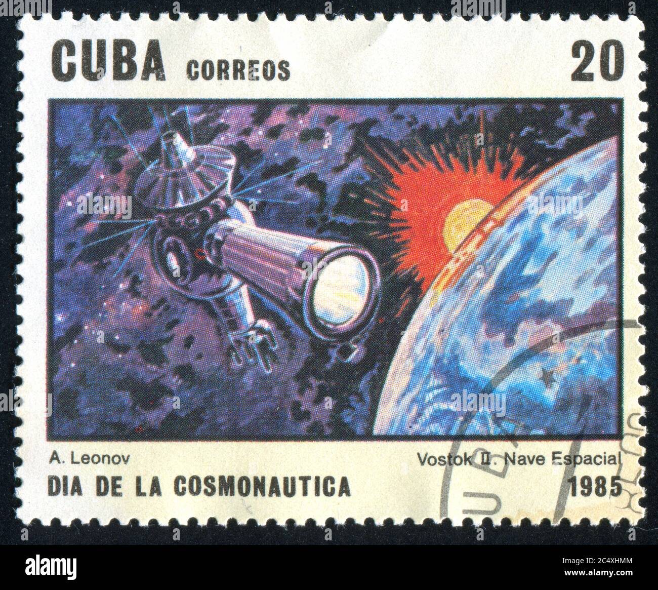 CUBA - CIRCA 1985: stamp printed by Cuba, shows space satellite, circa ...