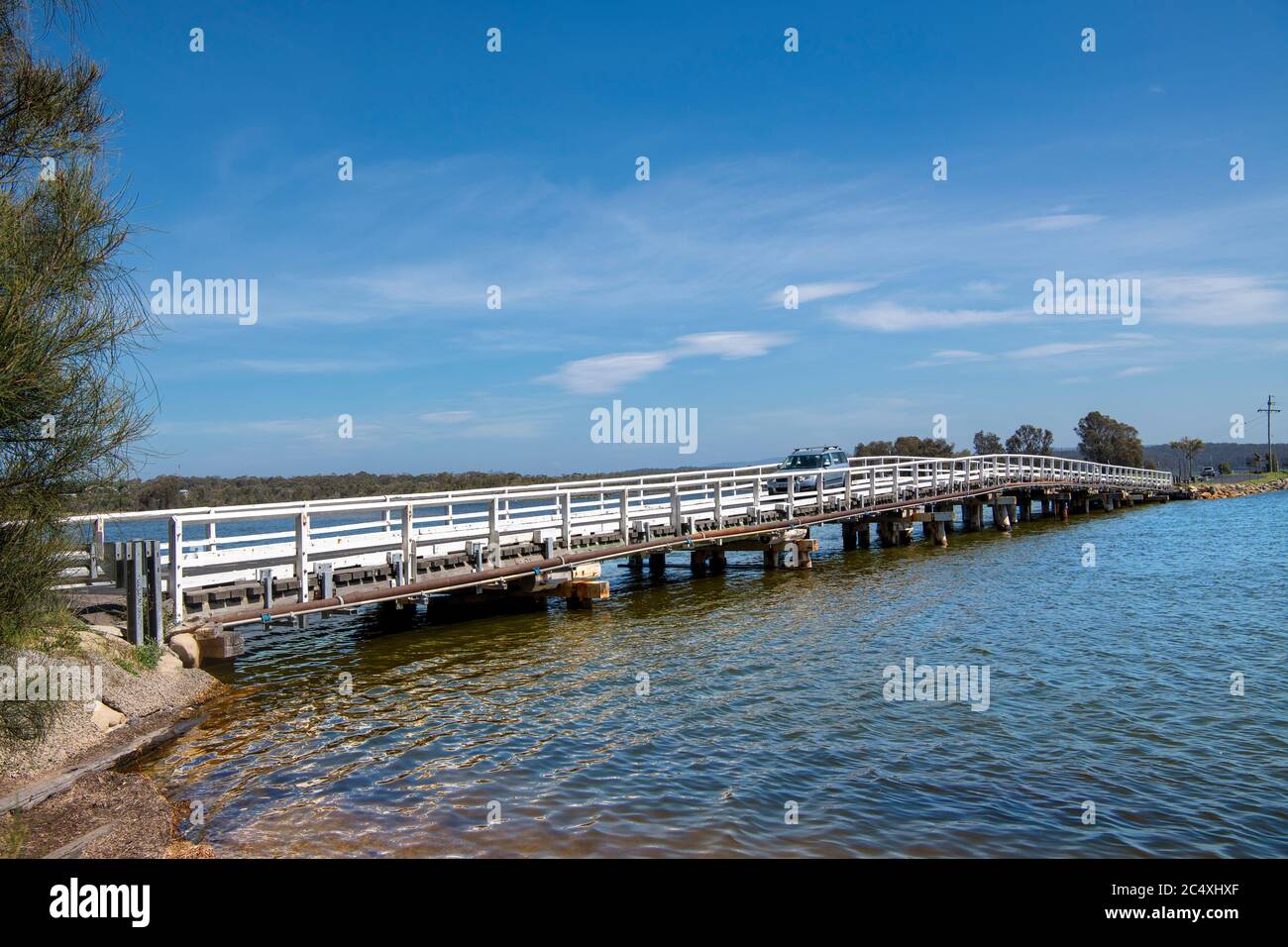 Wooden road bridge Lake Wallaga South Coast NSW Australia Stock Photo ...