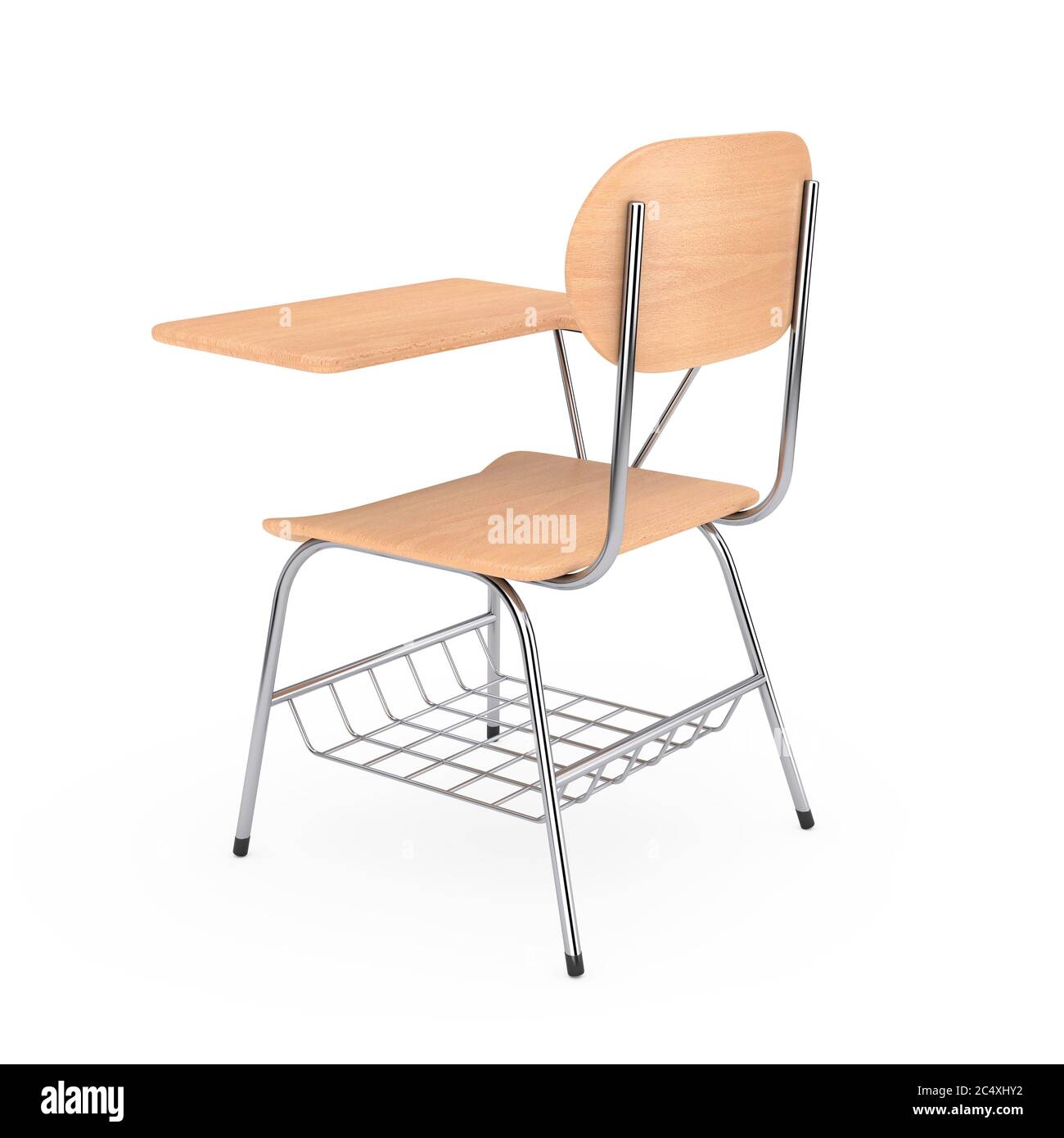 Wooden Lecture School or College Desk Table with Chair on a white ...