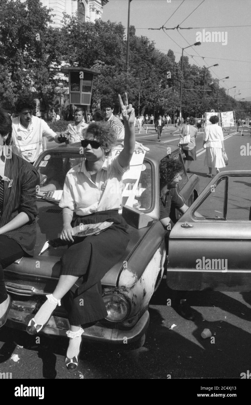 Occupation student strike at the University of Sofia. June 1990. Sofia ...