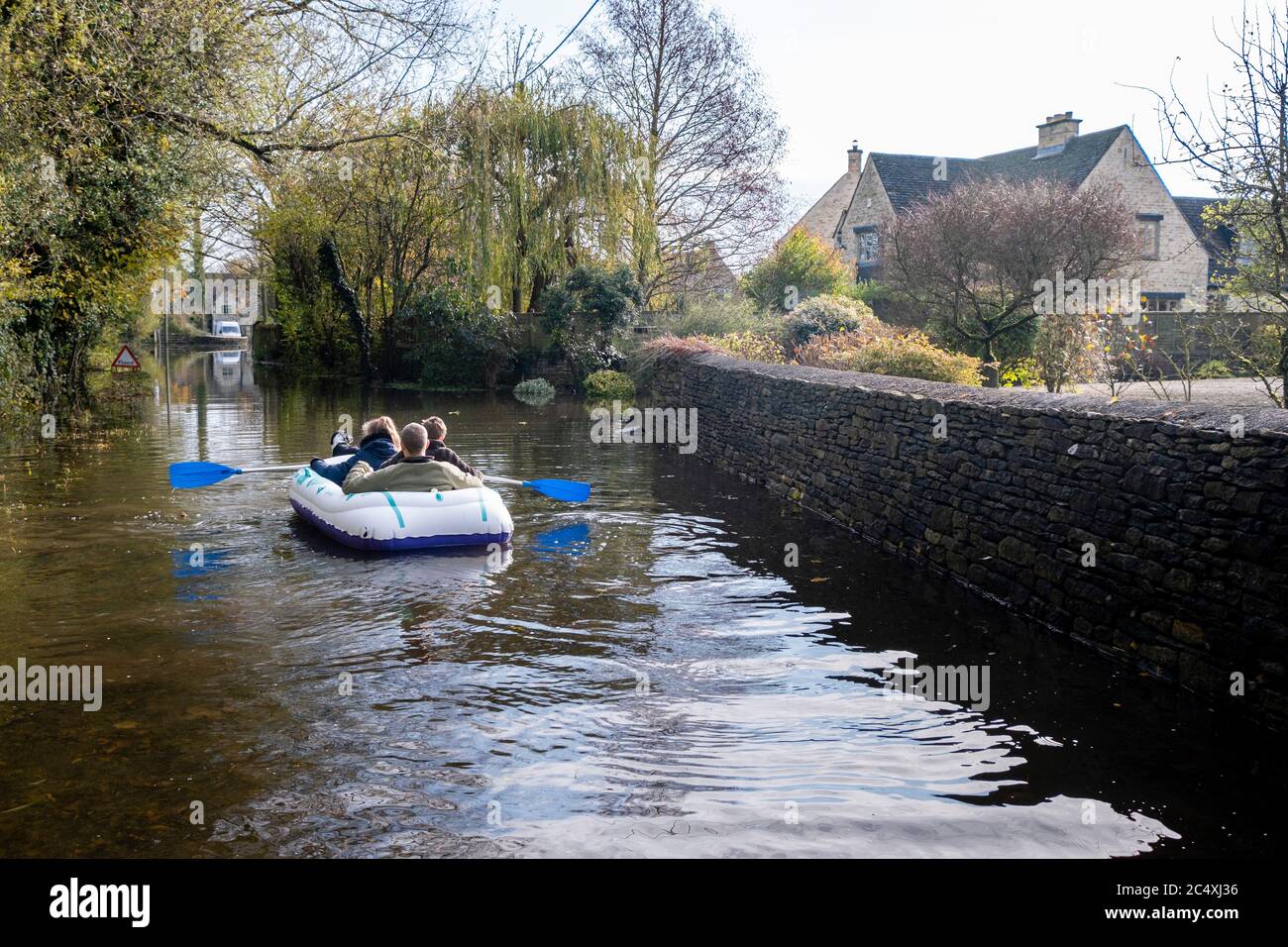 Flooded roads in the village of Cerney Wick after more heavy rain fall ...