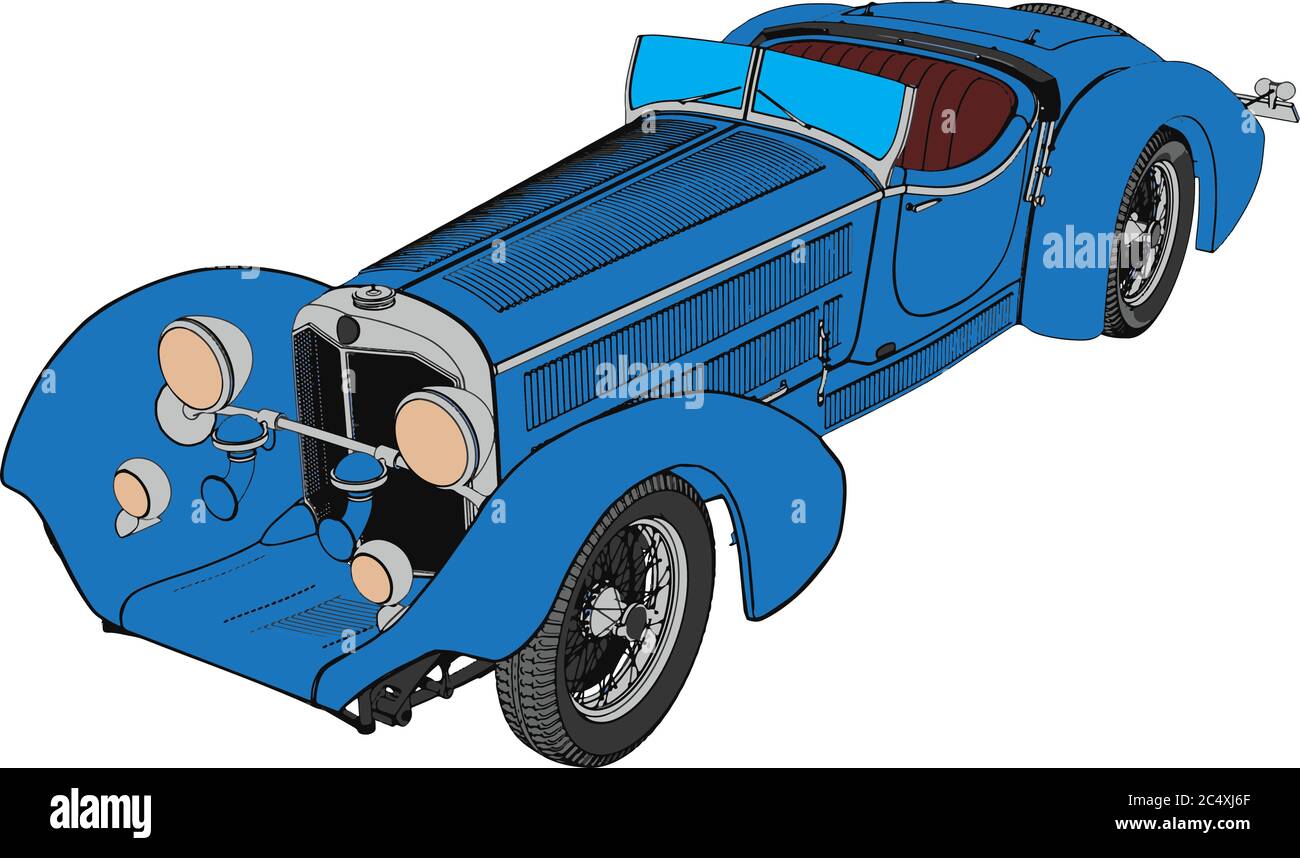blue retro vector car Stock Vector Image & Art - Alamy