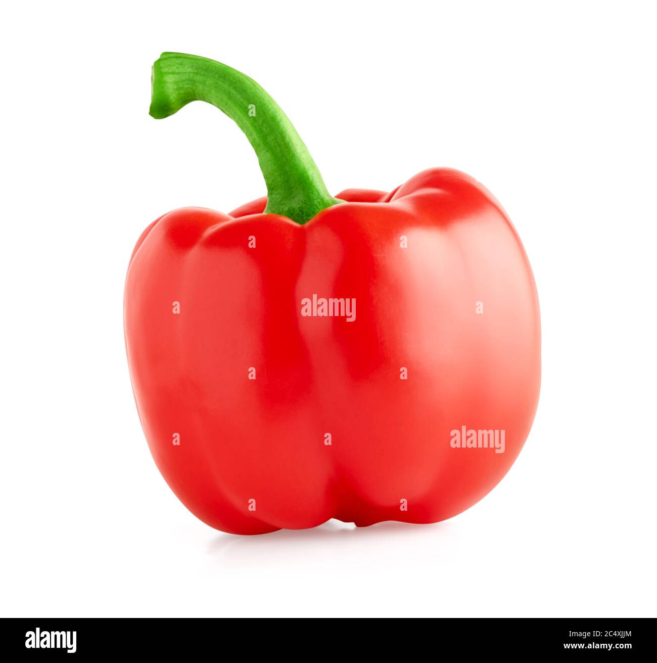 One whole red bell pepper isolated on white background with clipping ...
