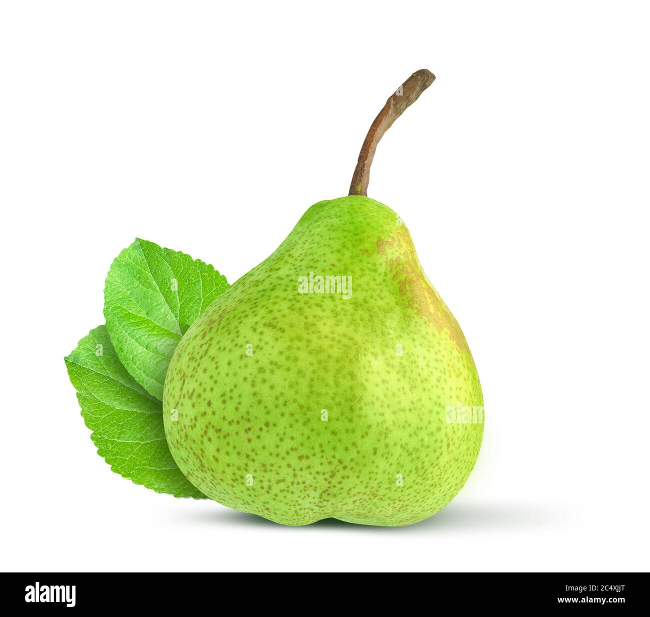One green pear fruit isolated on white background with clipping path ...