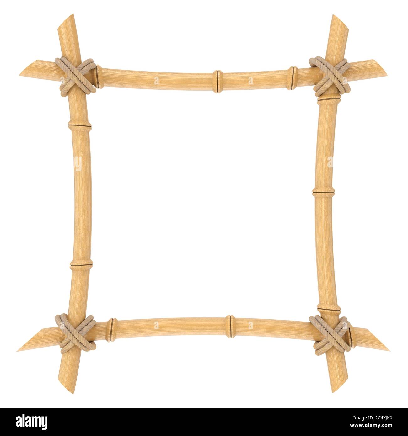 Wooden Bamboo Sticks Frame Template on a white background. 3d Rendering ...