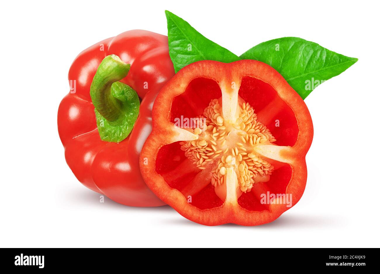 One red bell pepper isolated on white background with clipping path ...