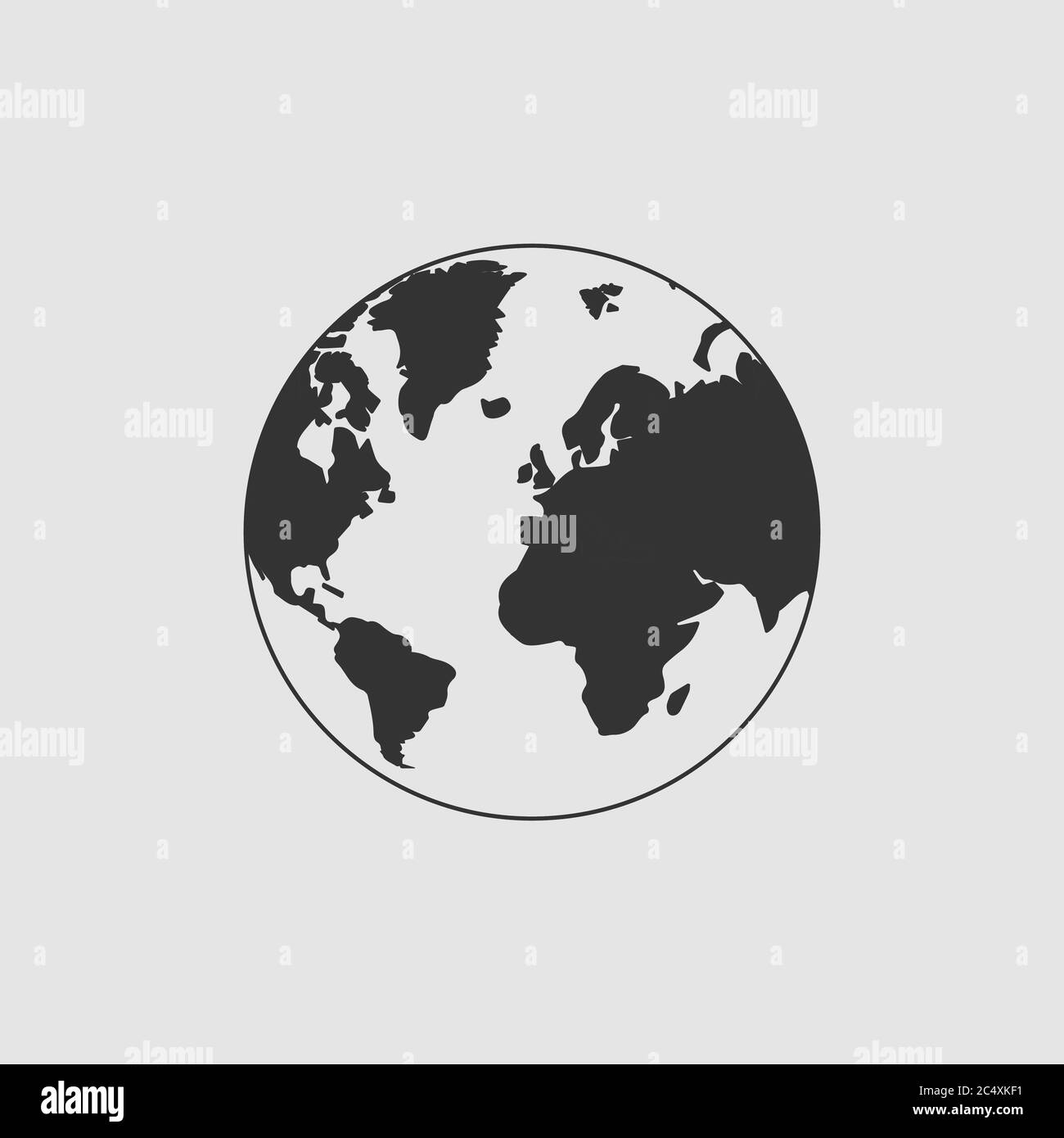 Globe world icon flat. Black pictogram on grey background. Vector illustration symbol Stock ...