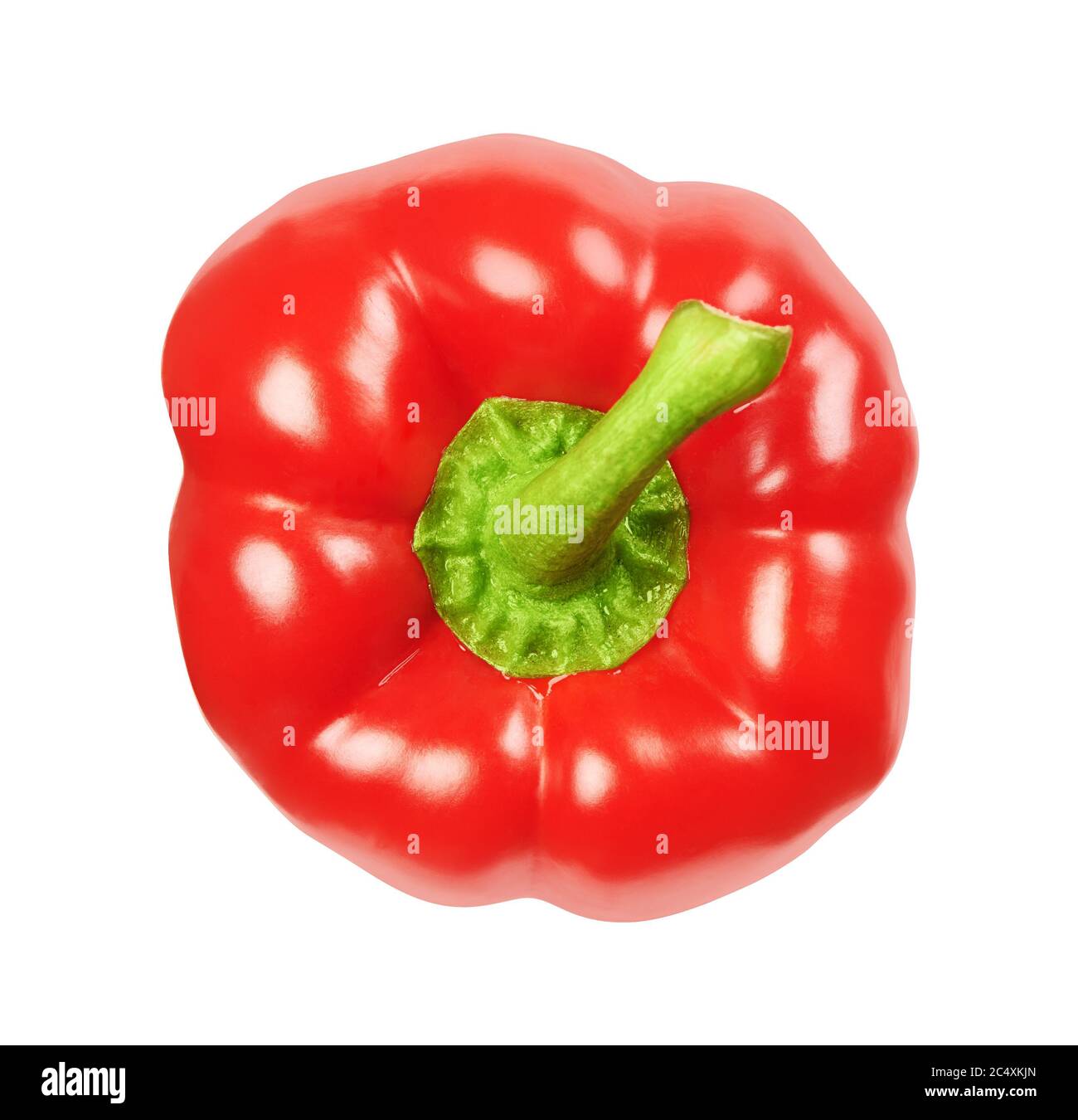 One red bell pepper isolated on white background with clipping path ...