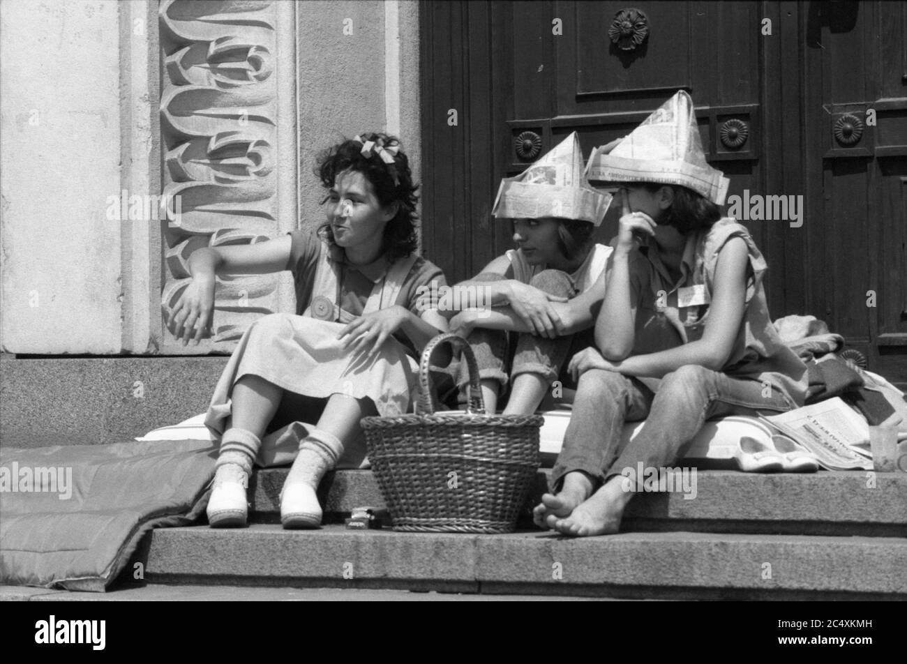 Occupation student strike at the University of Sofia. June 1990. Sofia ...