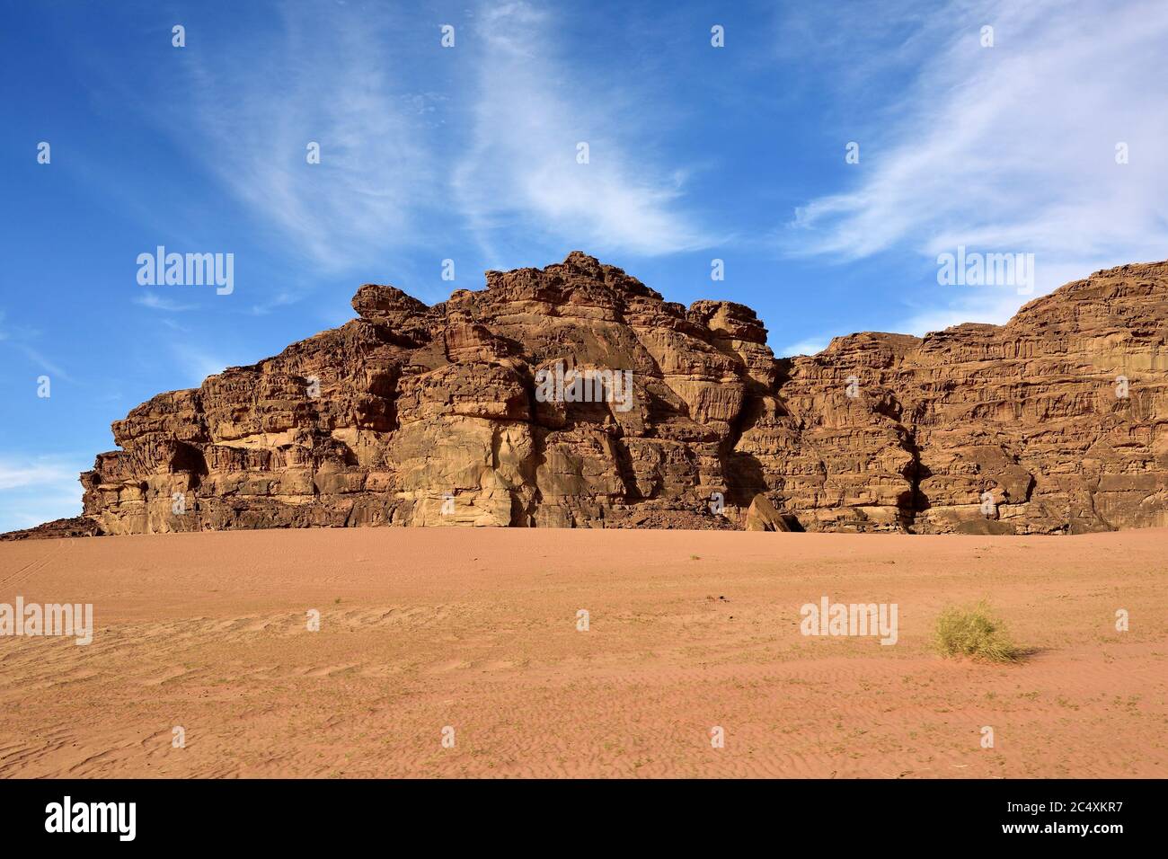 Wadi Rum (The Moon Valley) desert landscape at sunset time, Jordan ...