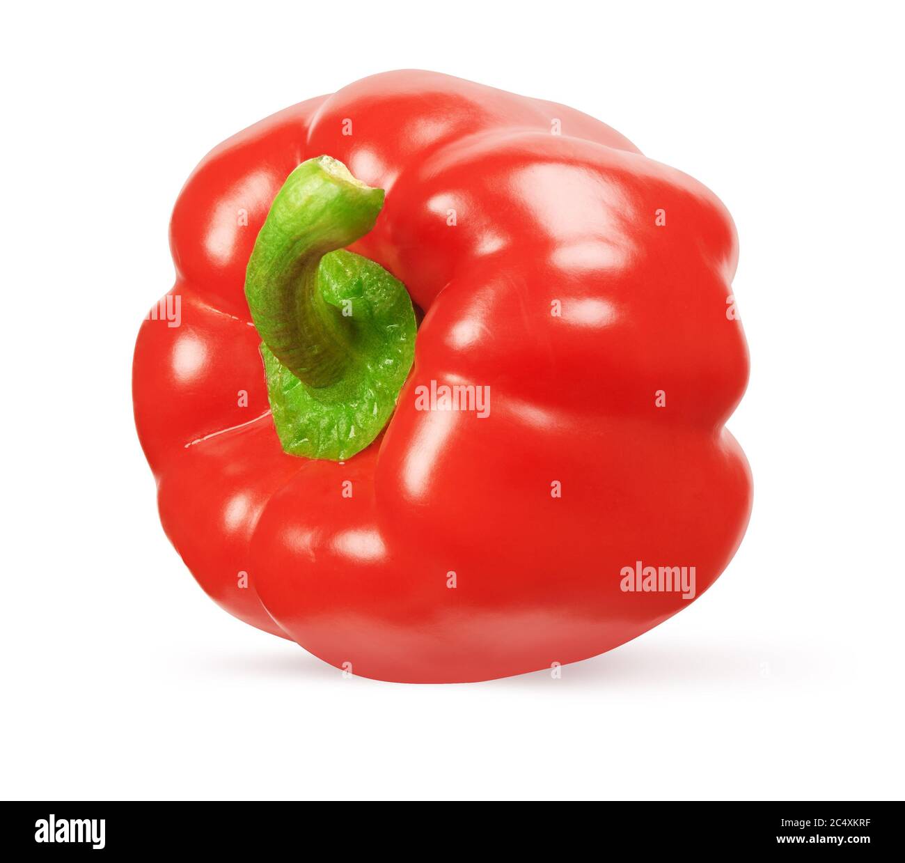 One red bell pepper isolated on white background with clipping path ...