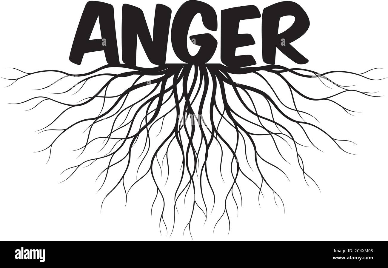 Concept with Leaves and Roots. Vector Illustration. Anger text and idea ...