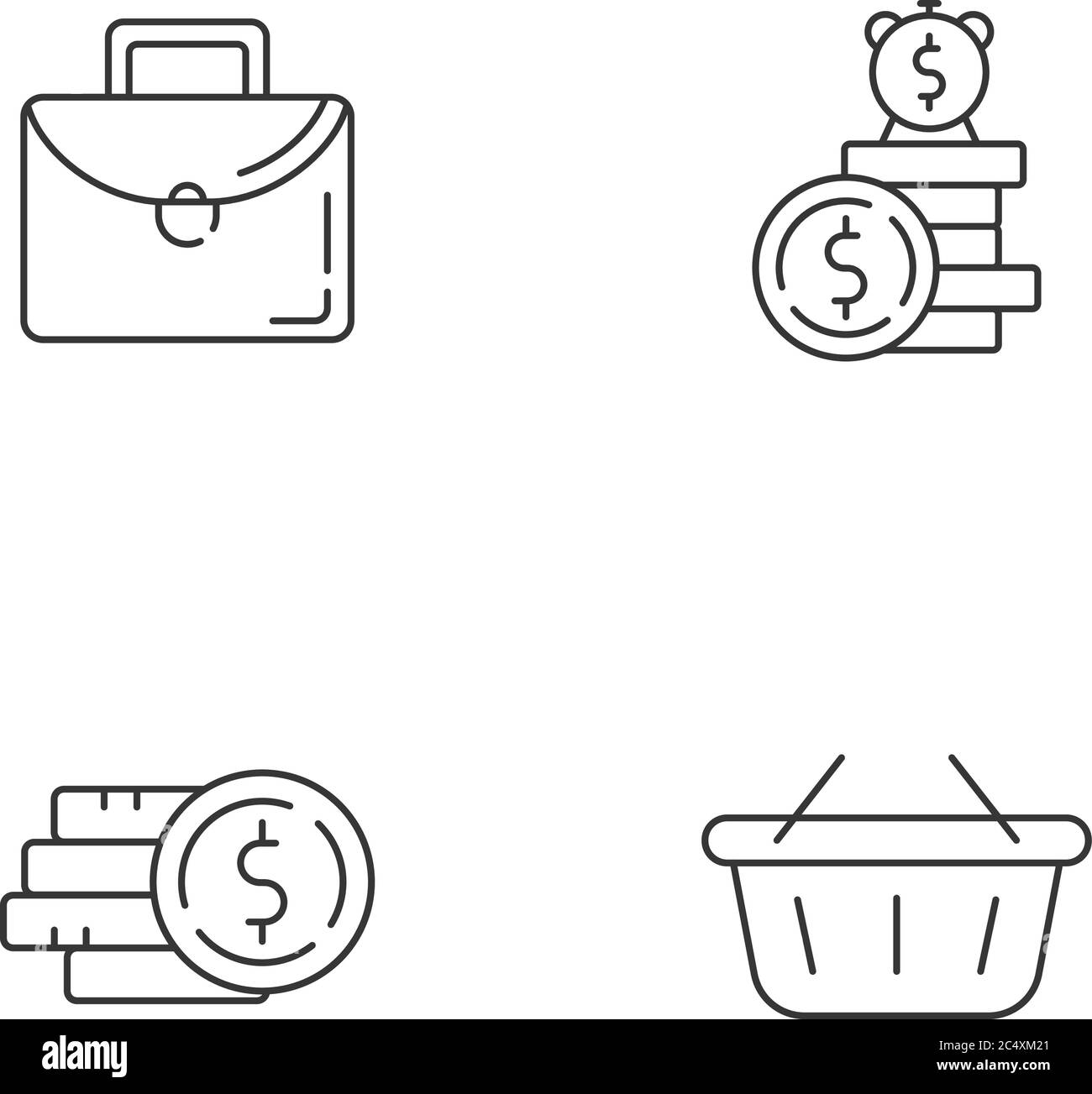 Bundle money icons set Black and White Stock Photos & Images - Alamy