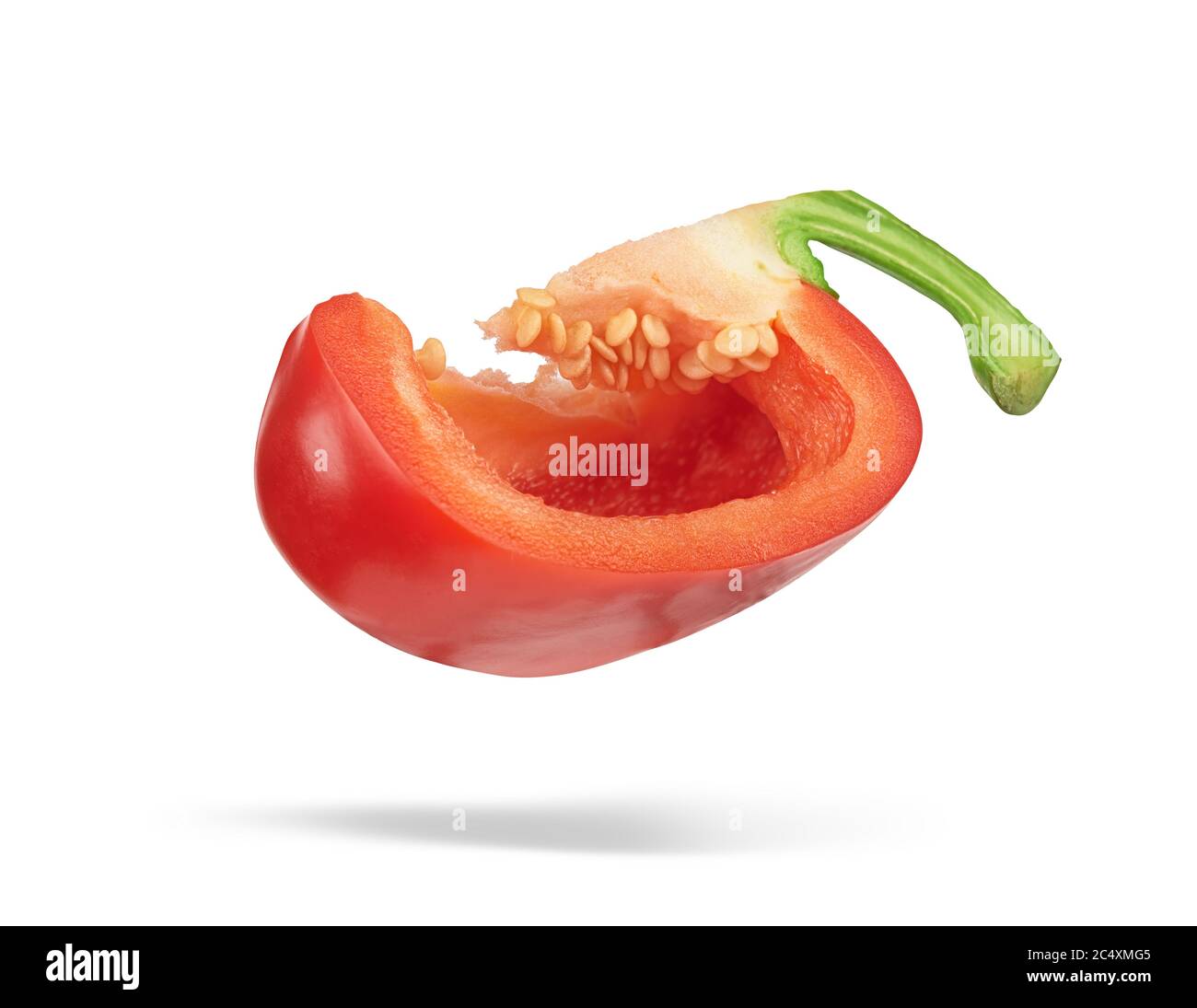 red sweet pepper slice isolated on white background with clipping path ...