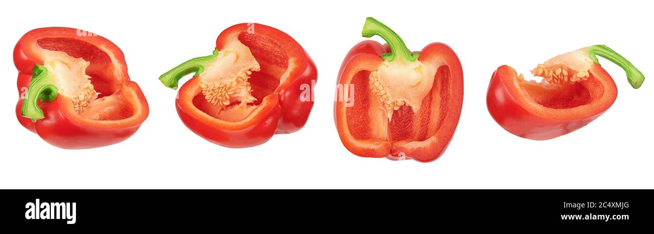 sweet red pepper slice isolated on white background with clipping path ...
