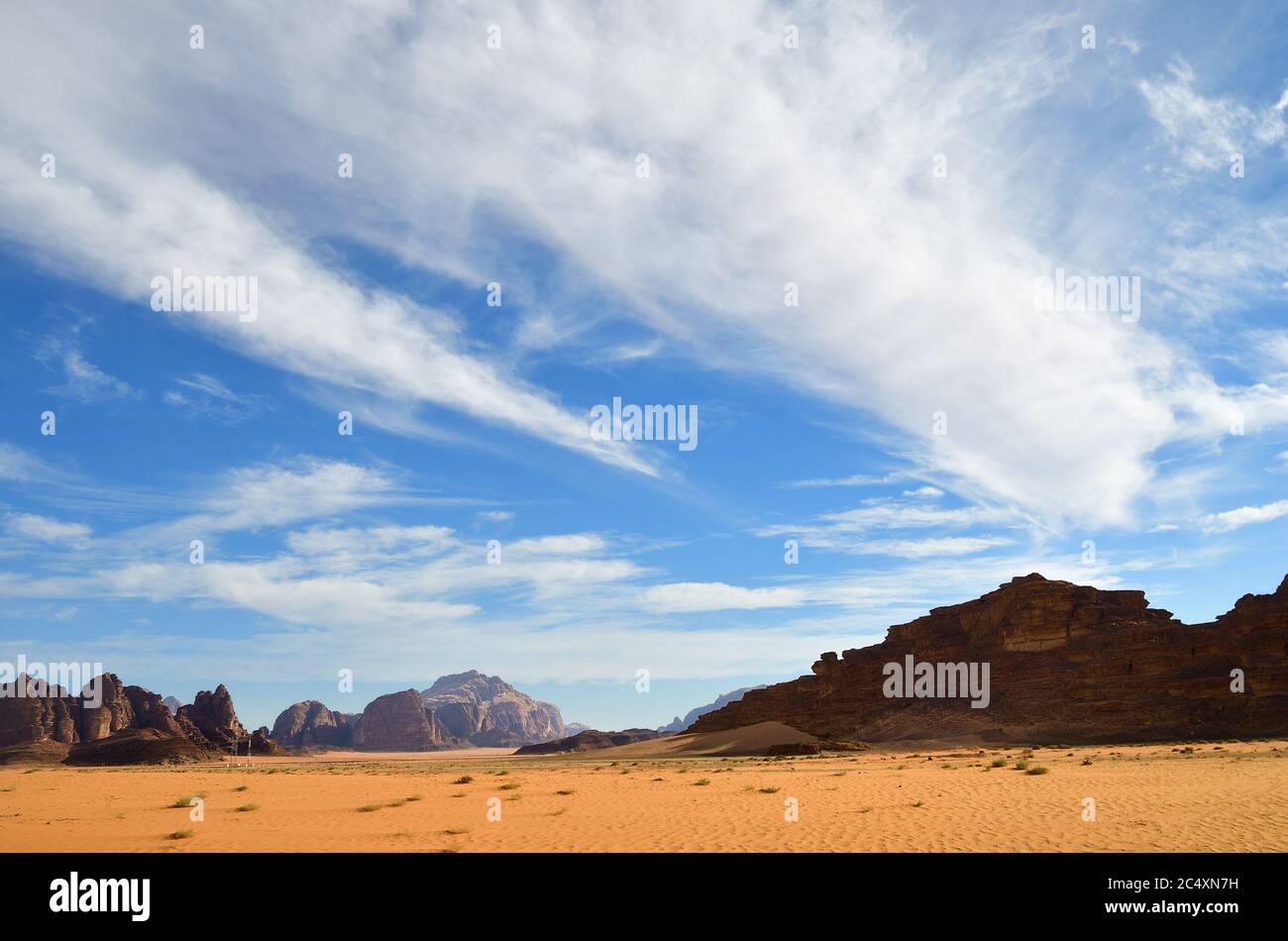 Wadi Rum desert (The Moon Valley) landscape at sunset time, Jordan ...