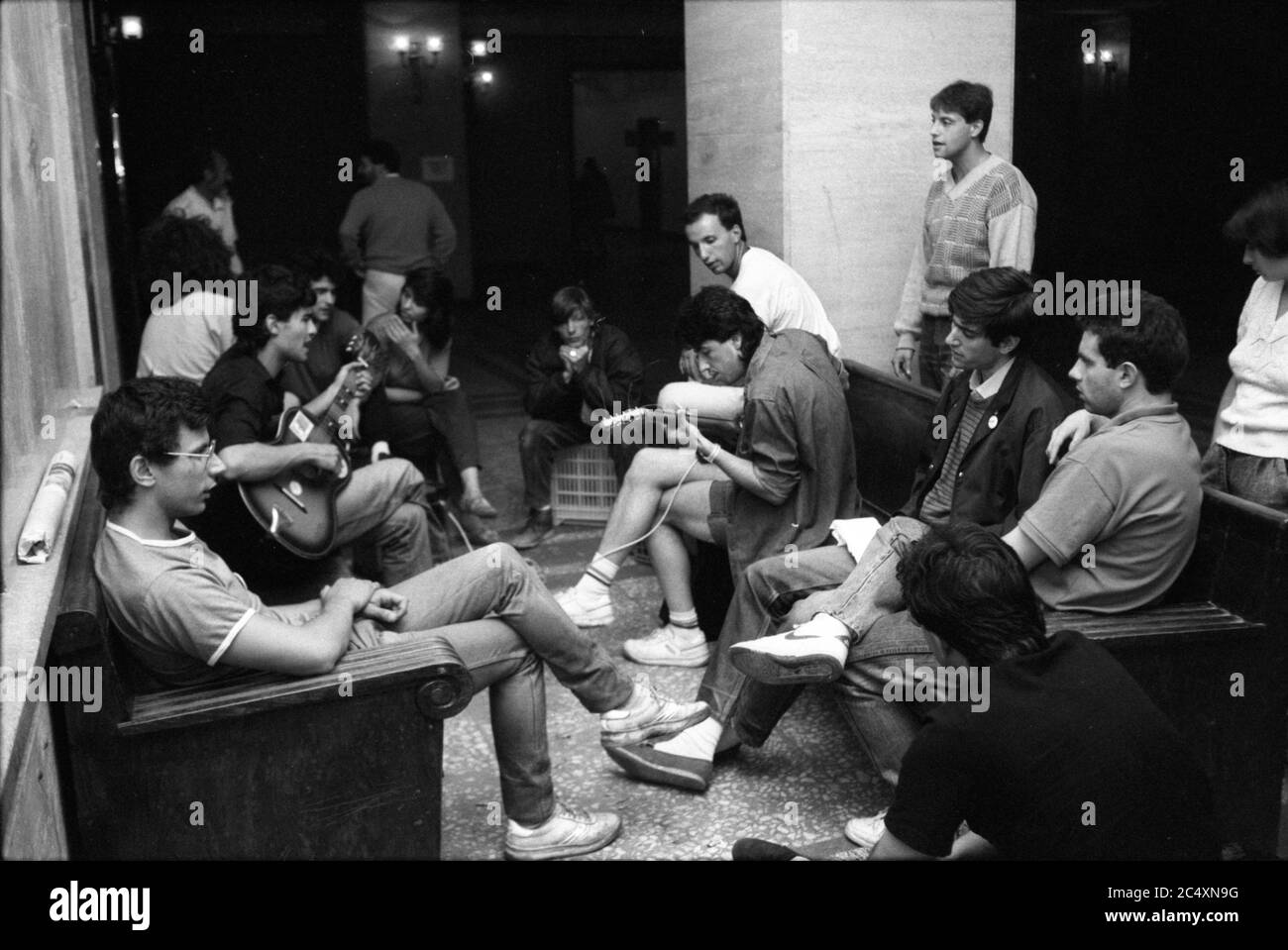 Occupation student strike at the University of Sofia. June 1990. Sofia ...