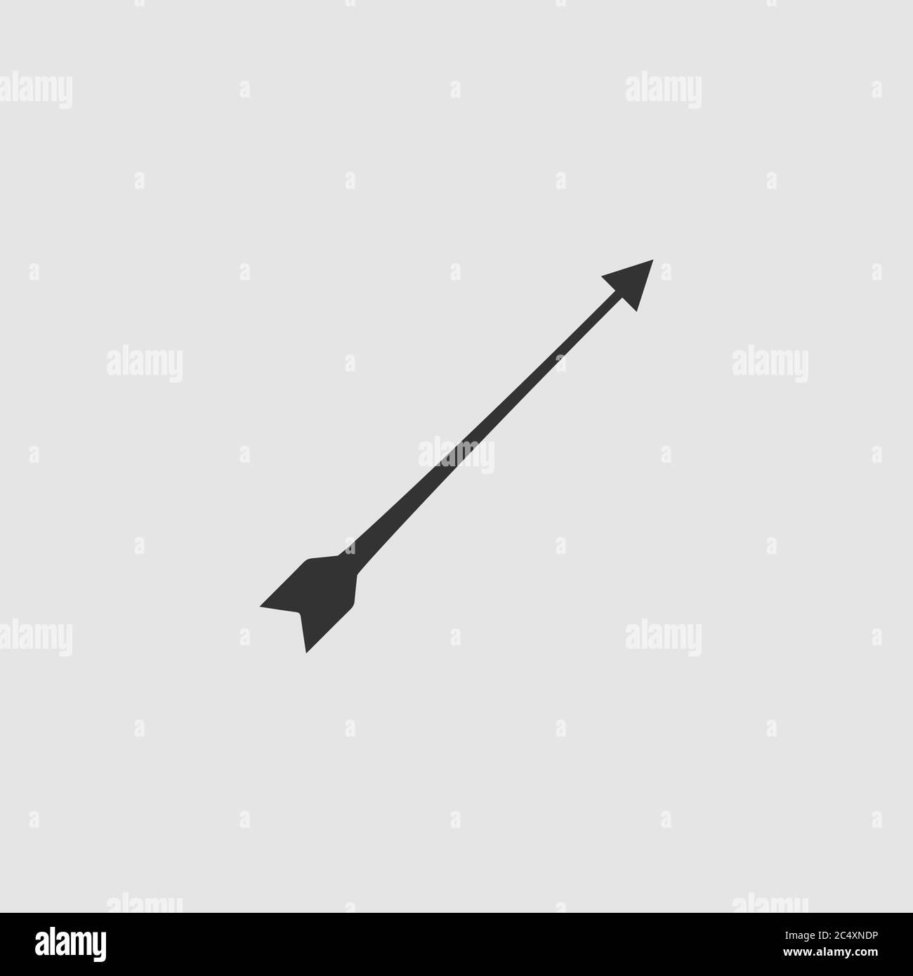 Bow arrow icon flat. Black pictogram on grey background. Vector ...
