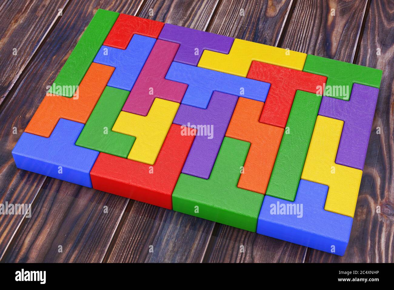 Logical Thinking Concept. Different Colorful Shapes Wooden Blocks on a ...