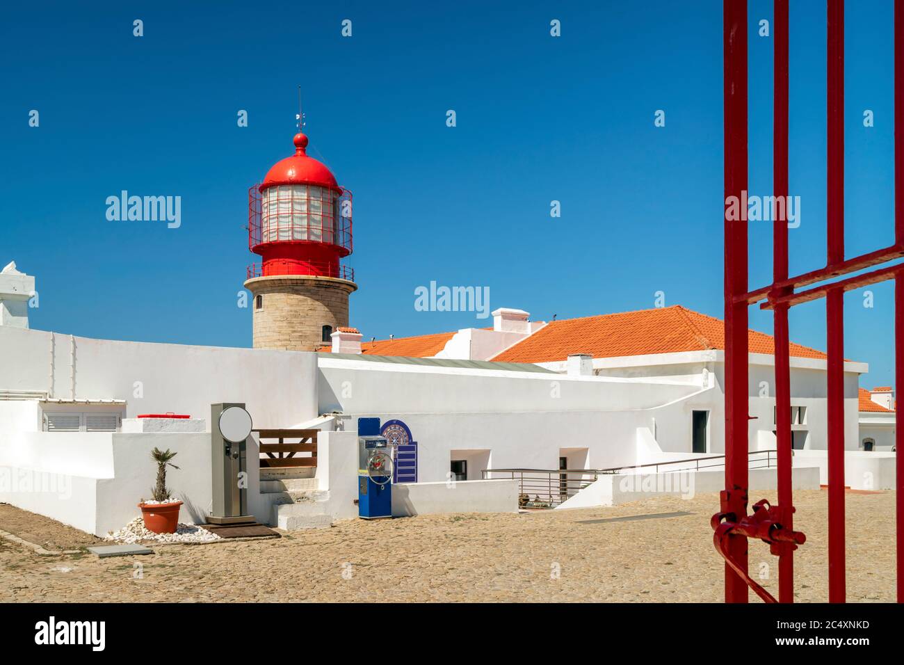 Historic lighthouse on Cabo de Sao Vicente, Algarve, Portugal Stock ...