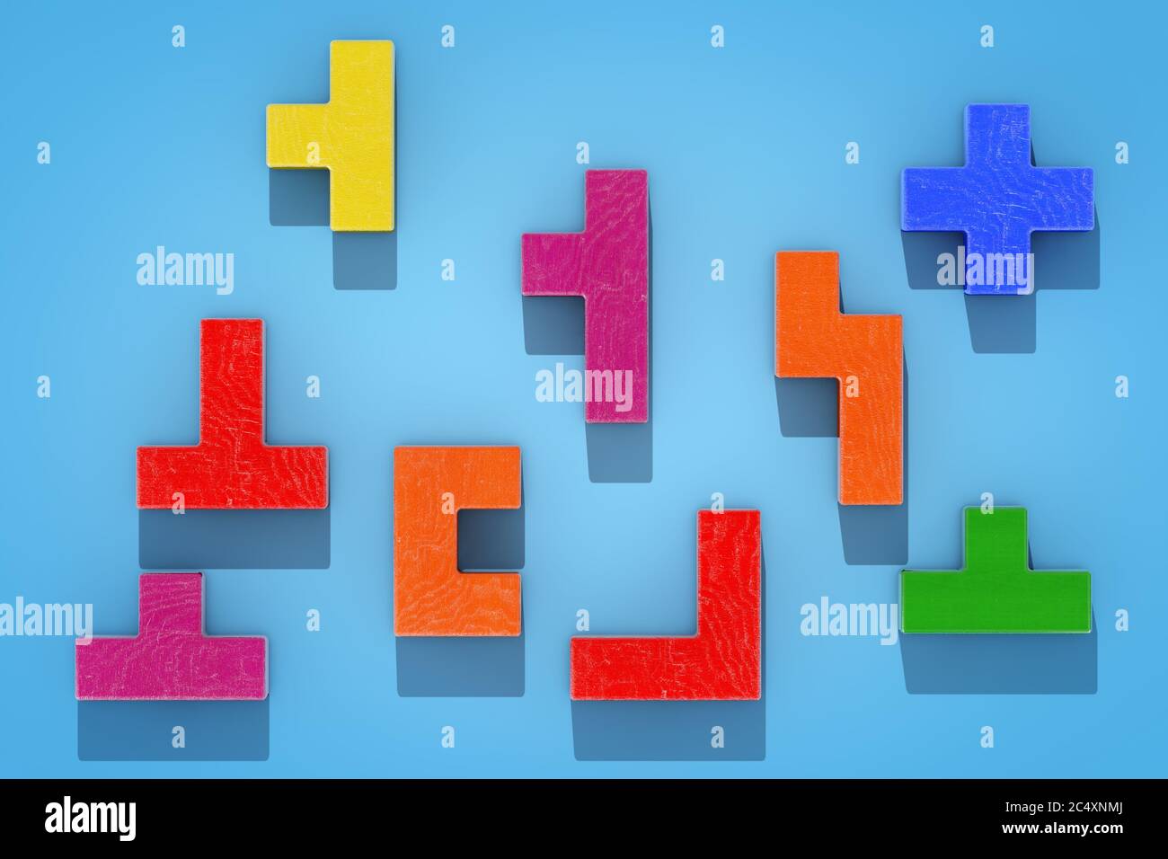 Logical Thinking Concept. Different Colorful Shapes Wooden Blocks on a ...