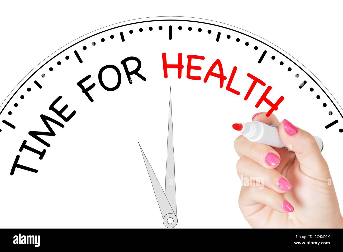 Woman Hand Writing Time to Health Message with Red Marker on ...