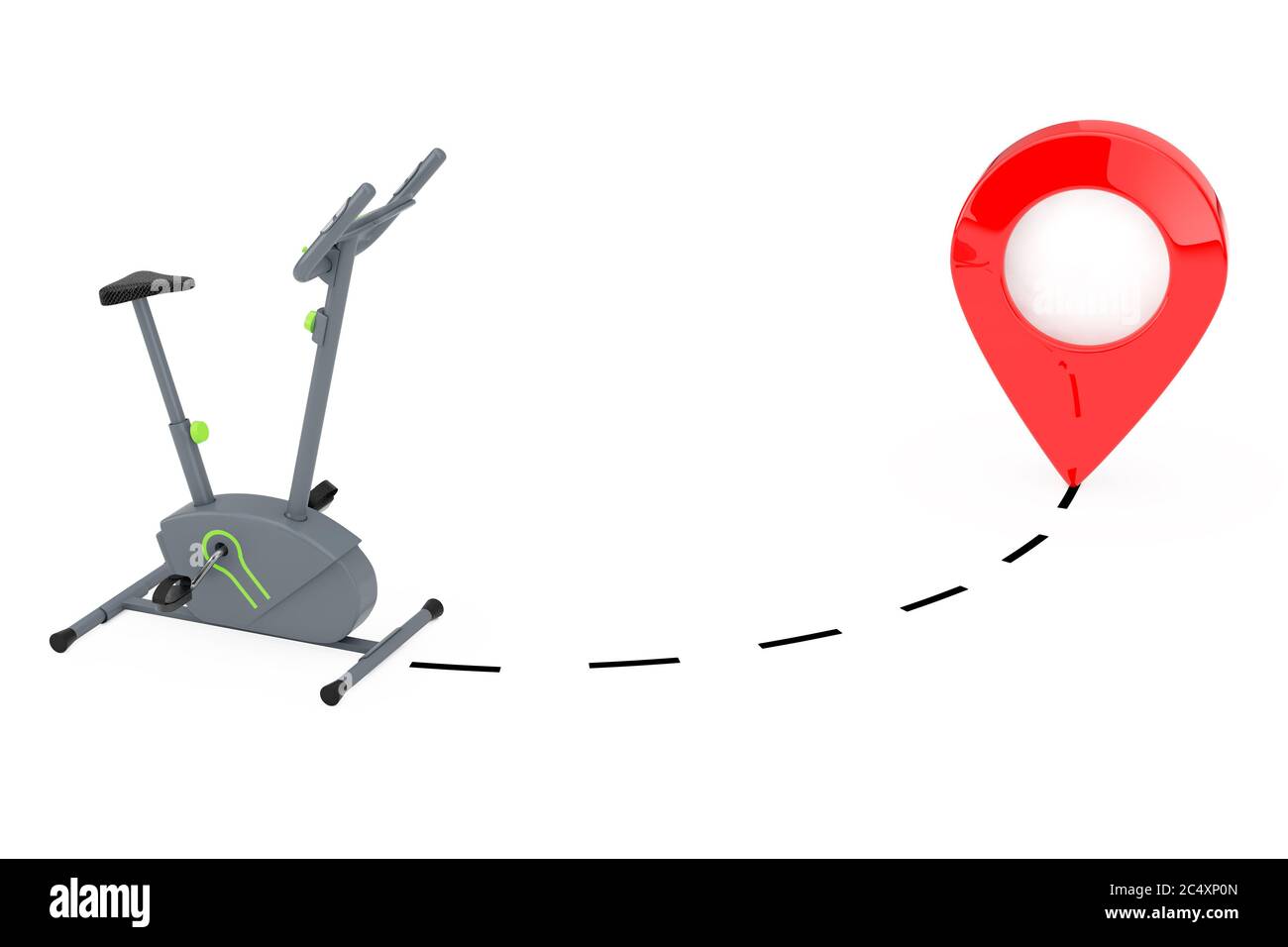 Stationary Exercise Bike Gym Machine Drive to Pointer on a white ...