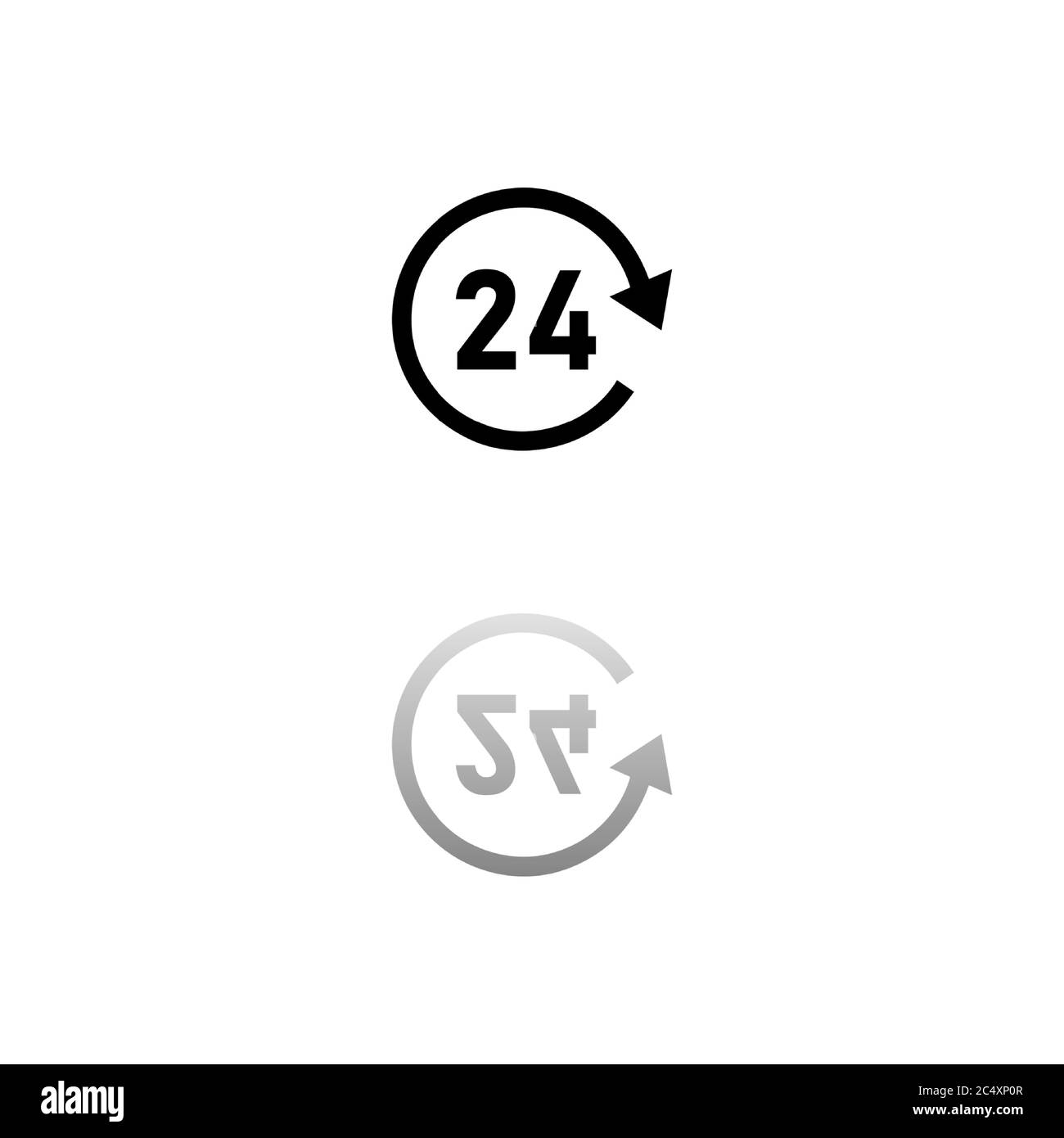 24 hours available. Black symbol on white background. Simple ...